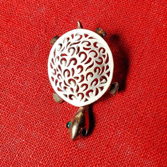 Vintage | Jewelry | Vintage Jj Cutout Swirl Pattern Turtle Pin Or ...